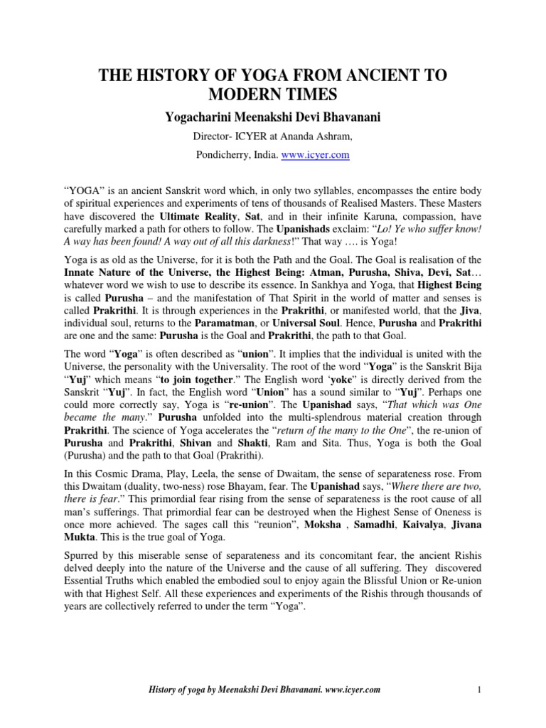 The History of Yoga From Ancient-By Amma New PDF | Download Free PDF ...