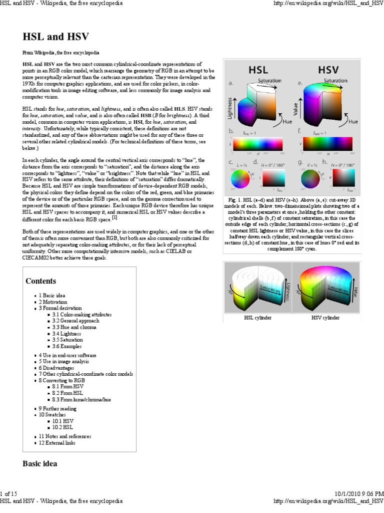 HSL and HSV - Wikipedia, Th.. | PDF | Hue | Rgb Color Model