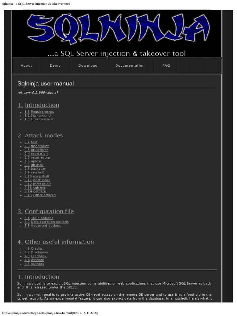 Sqlninja A Sql Server Injection And Takeover Tool Pdf Port Computer Networking Domain 
