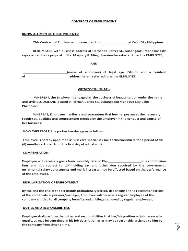 Contract of Employment | Overtime | Employment | Free 30-day Trial | Scribd
