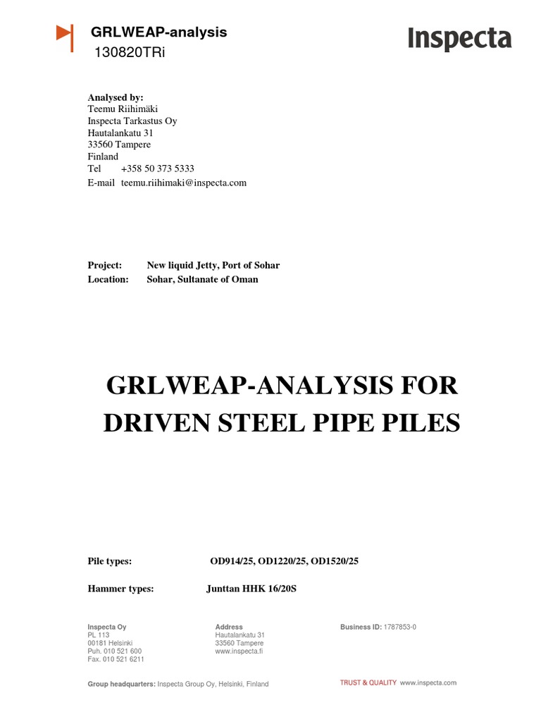 GRLWEAP Analysis for Steel Pipe Piles | PDF | Deep Foundation ...