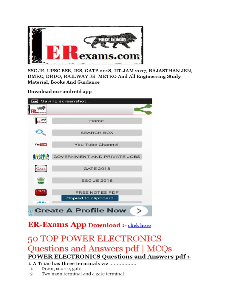 50 TOP POWER ELECTRONICS Questions and Answers PDF | PDF | Field Effect ...
