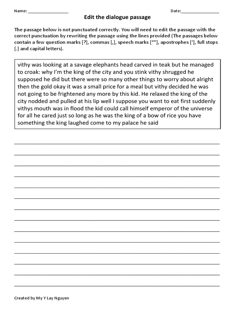 Edit The Dialogue Passage | PDF