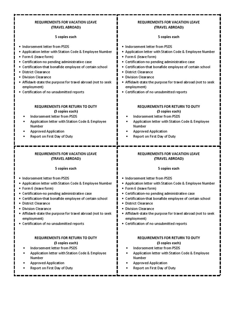 Travel Abroad Leave Requirements | PDF | Employment | Government