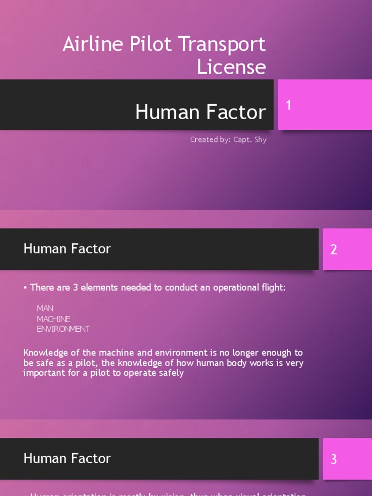 Human Factor ATPL Course | PDF | Situation Awareness | Illusion