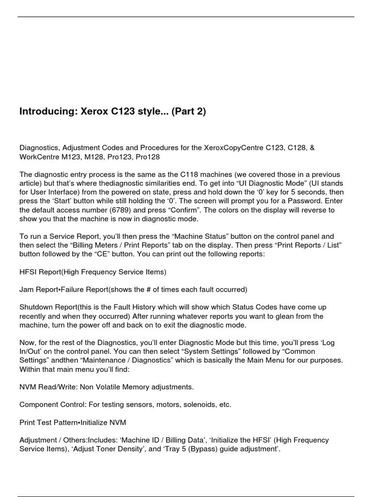 Introducing: Xerox C123 Style... (Part 2) | PDF | Touchscreen | Photocopier