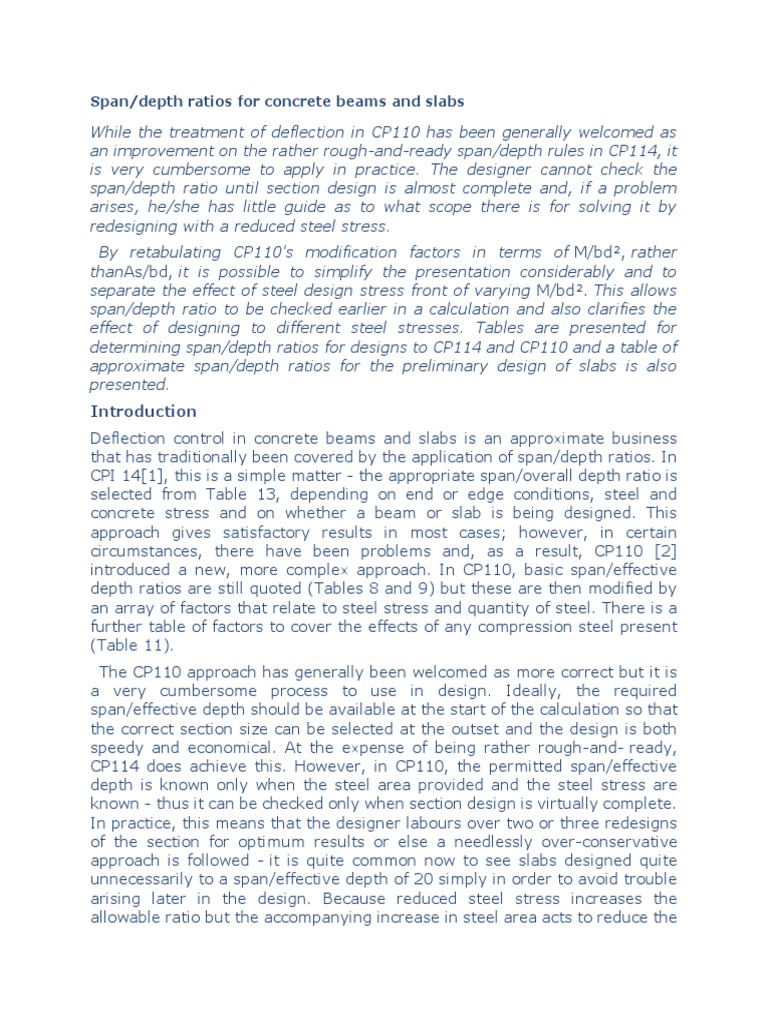 Span Depth Ratio | PDF | Bending | Beam (Structure)