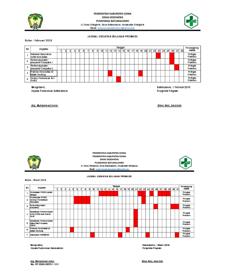 Contoh Jadwal Bulanan | PDF