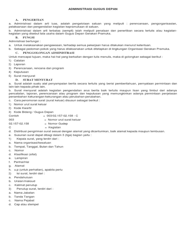 Administrasi Gugus Depan Pramuka | PDF