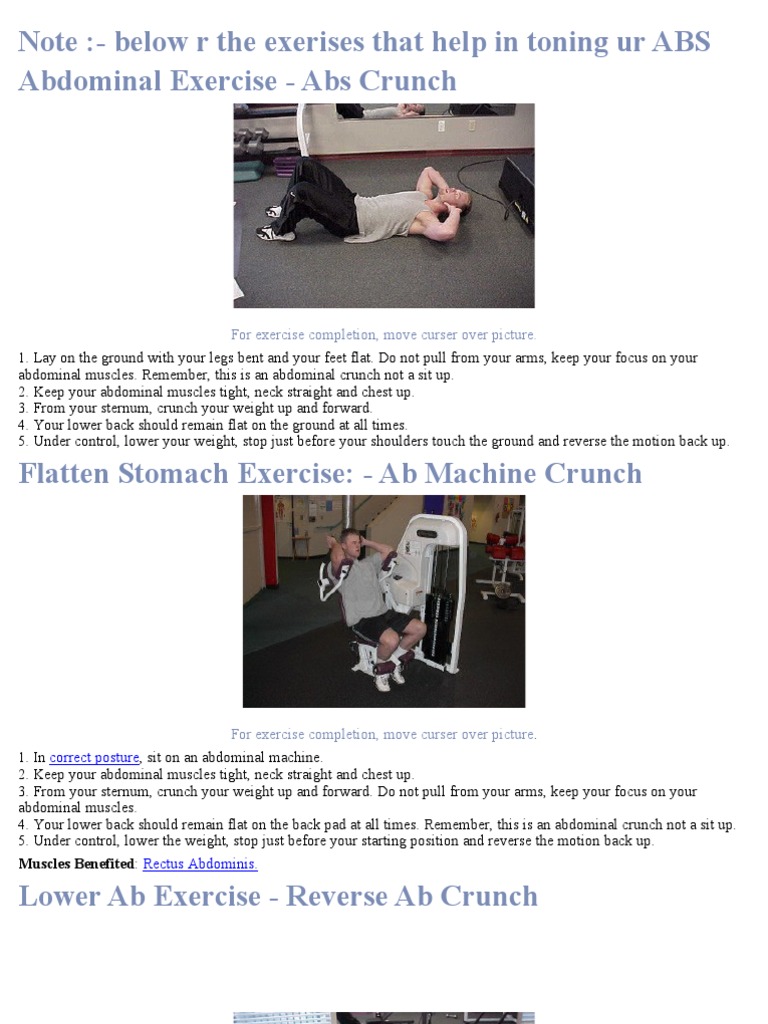 Note:-Below R The Exerises That Help in Toning Ur ABS Abdominal ...