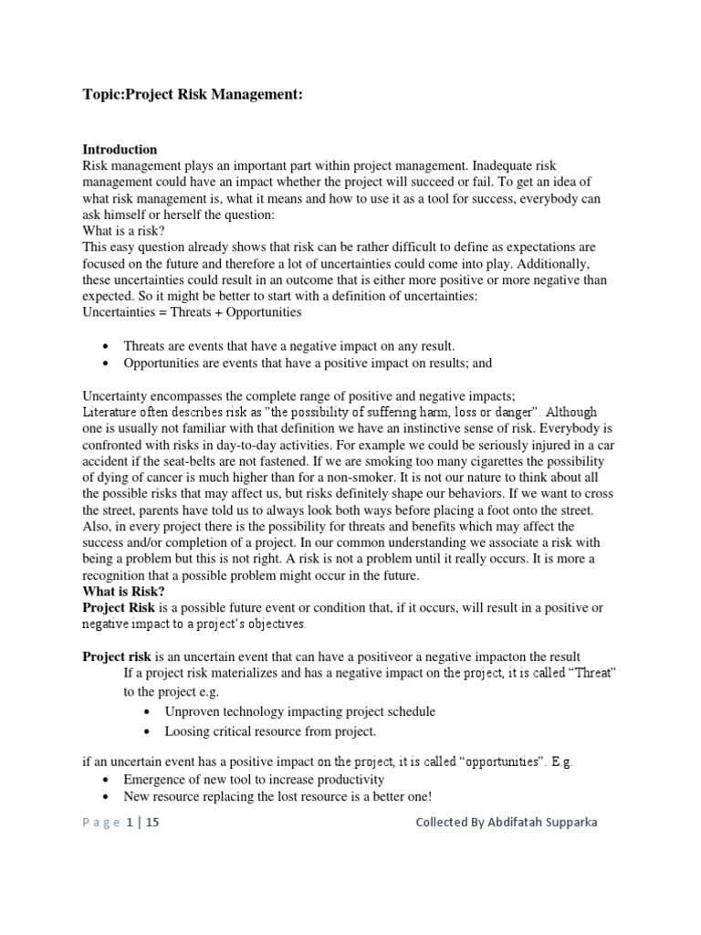 Project Risk Management | PDF | Risk Management | Risk