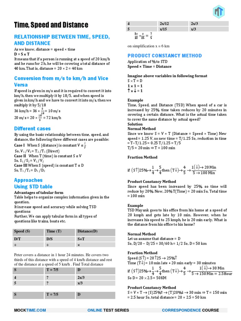 Time Speed Dist | PDF | Speed | Train