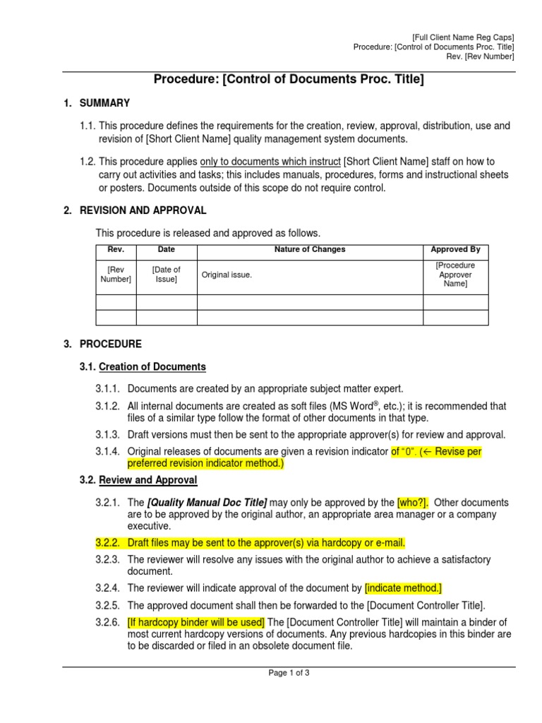 Procedure - Context of the Organization | Specification (Technical ...