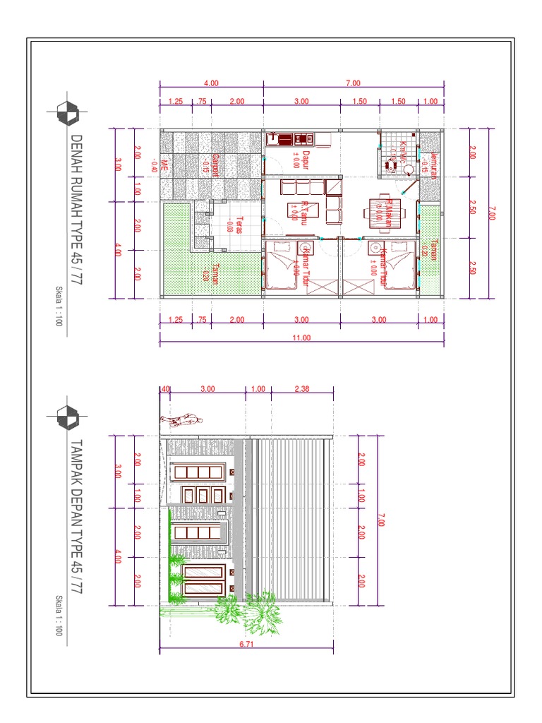 Denah Tampak Type 45 | PDF