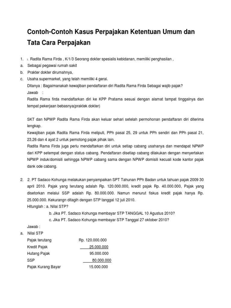 Contoh Dan Kasus KUP | PDF