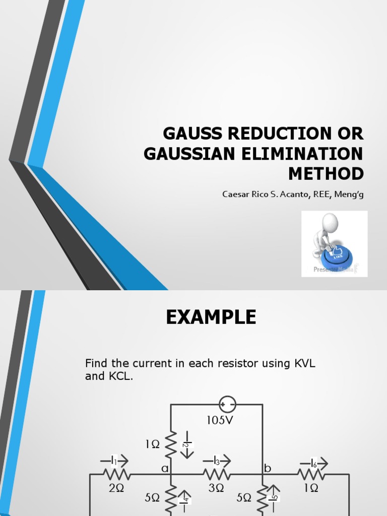 Gauss Reduction or Gaussian Elimination Method: Caesar Rico S. Acanto ...