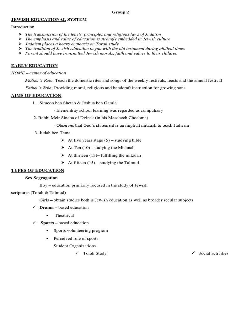 Group 2 Jewish Educational System | PDF | Indian Religions | Religious ...