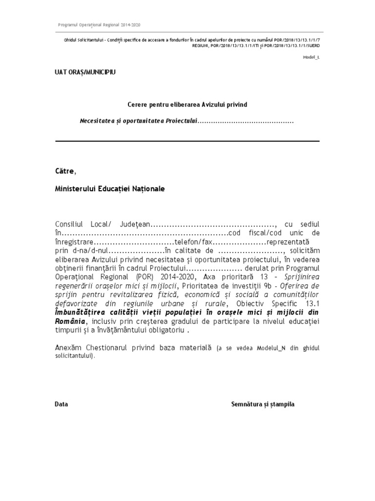 Model - L - Cerere Aviz MEN | PDF