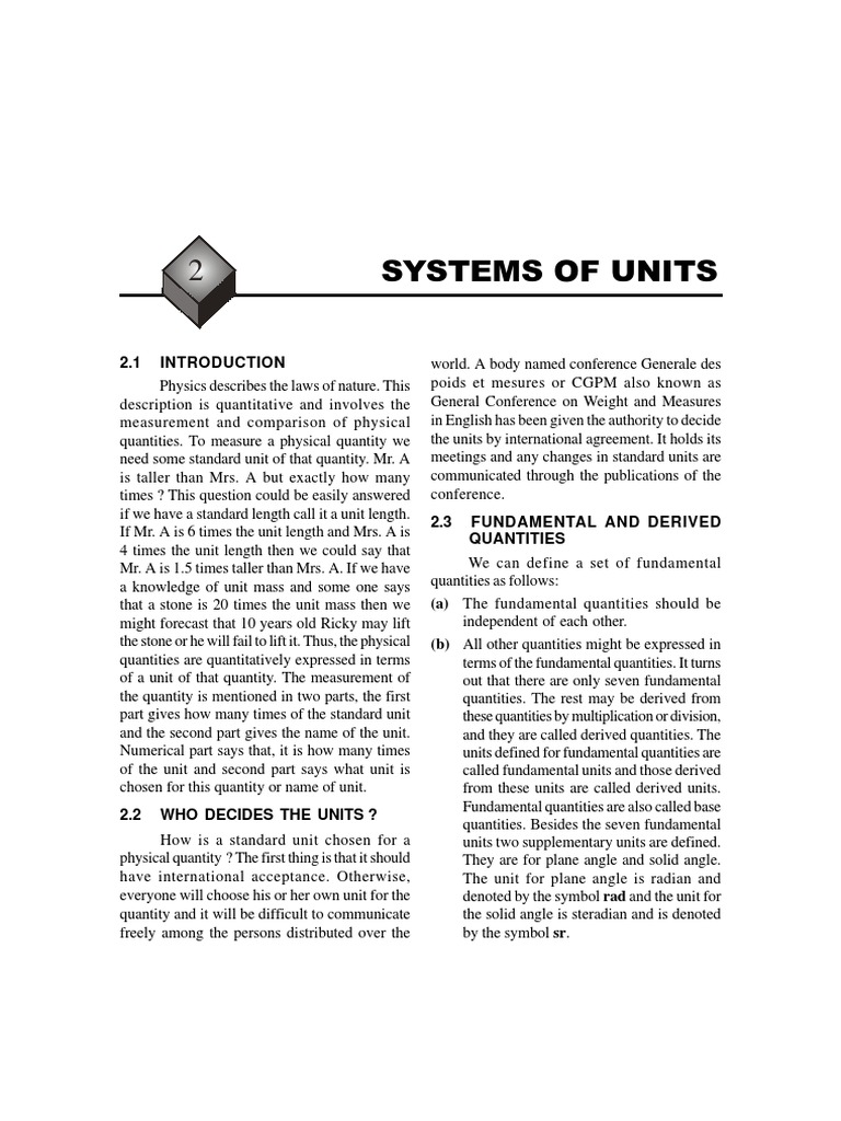 System of Units | PDF | International System Of Units | Units Of ...