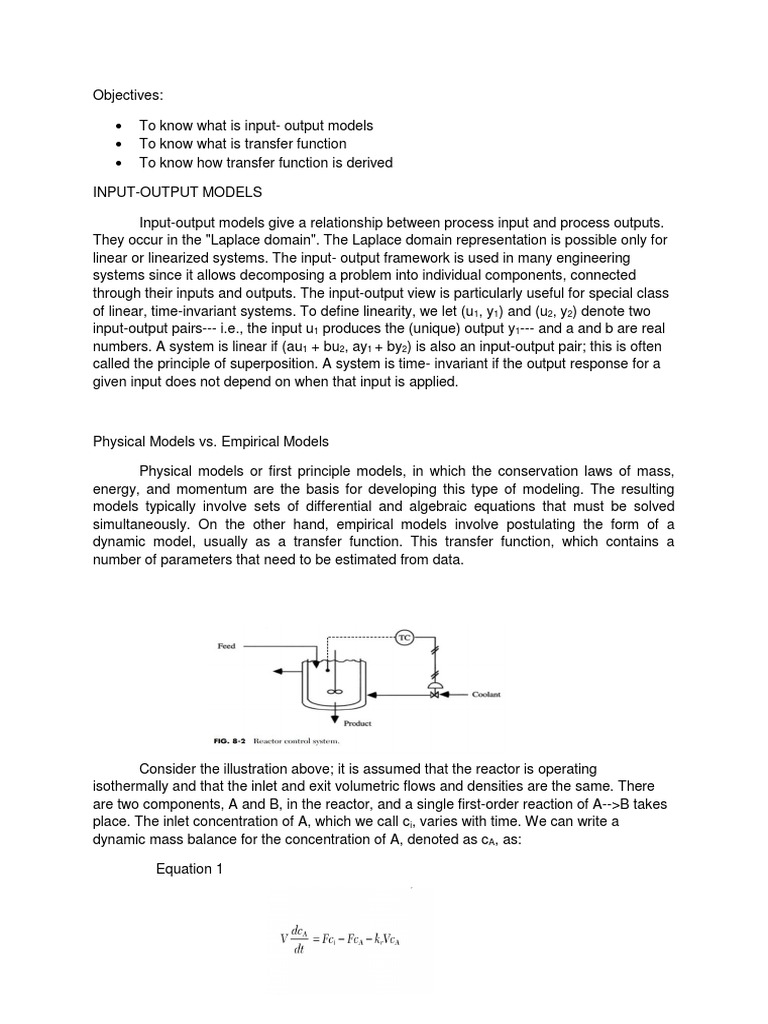 Input - Output Models | PDF | Equations | Laplace Transform