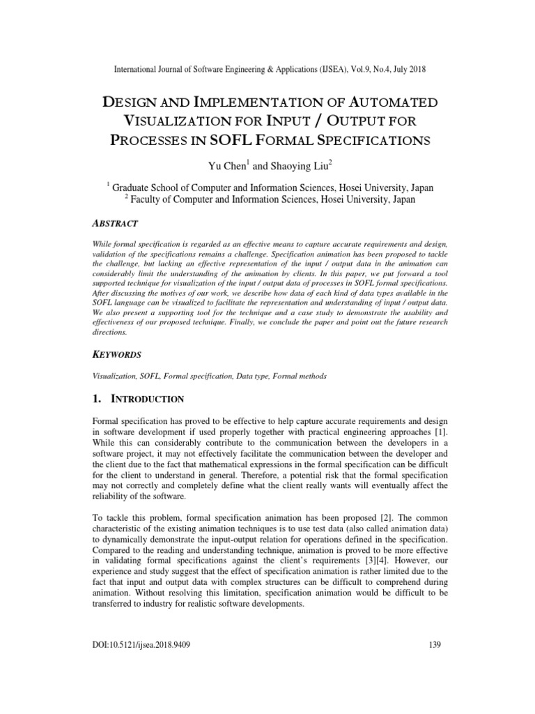 Design and Implementation of Automated Visualization For Input / Output For Processes in Sofl ...