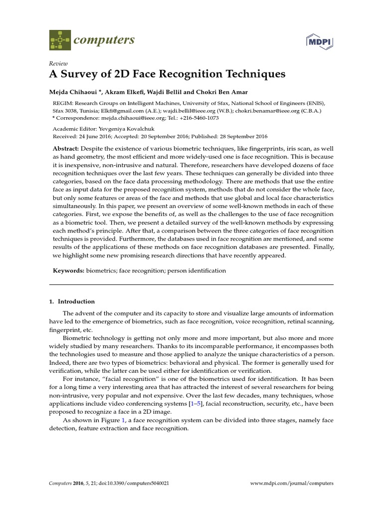 2D Face Recognition | PDF | Principal Component Analysis | Support ...