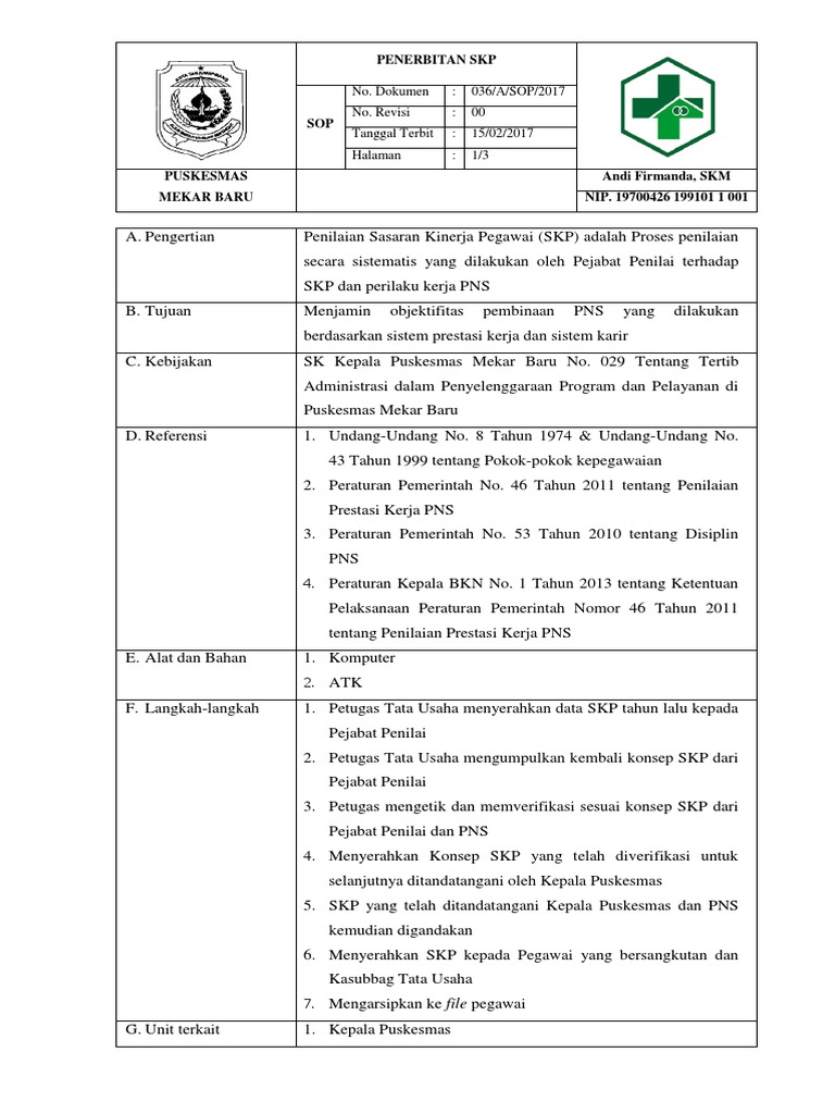 Sop Menerbitkan SKP | PDF
