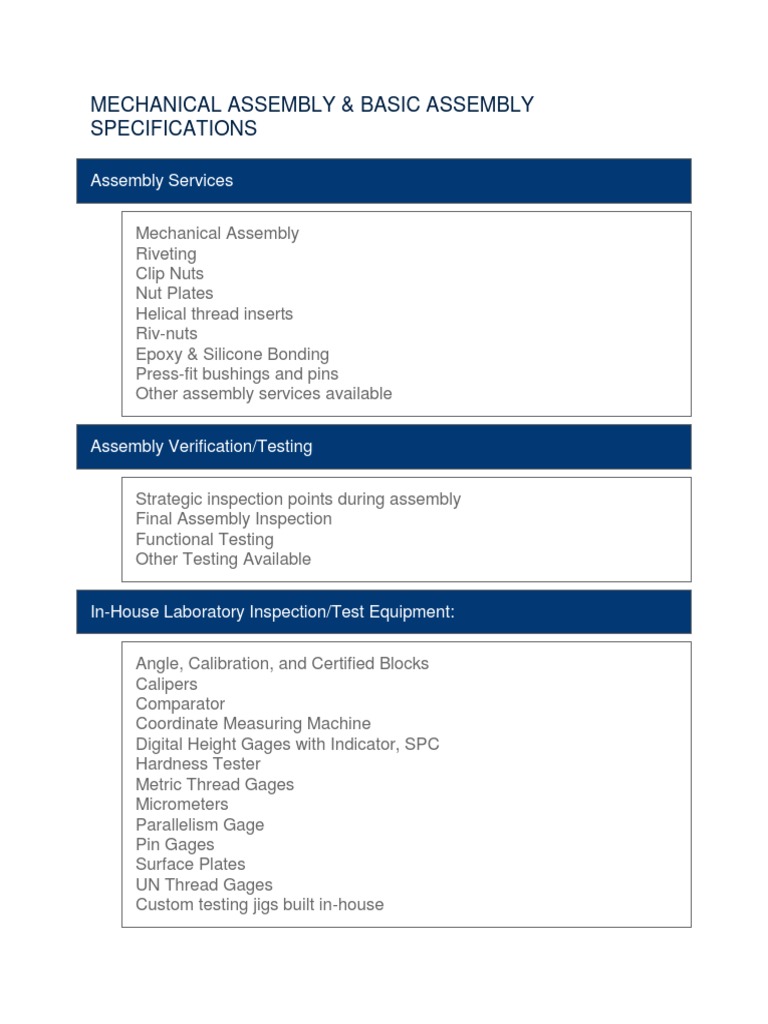 Mechanical Assembly | PDF