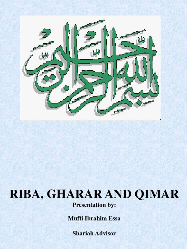 Riba, Gharar and Qimar | PDF | Islamic Banking And Finance | Sharia