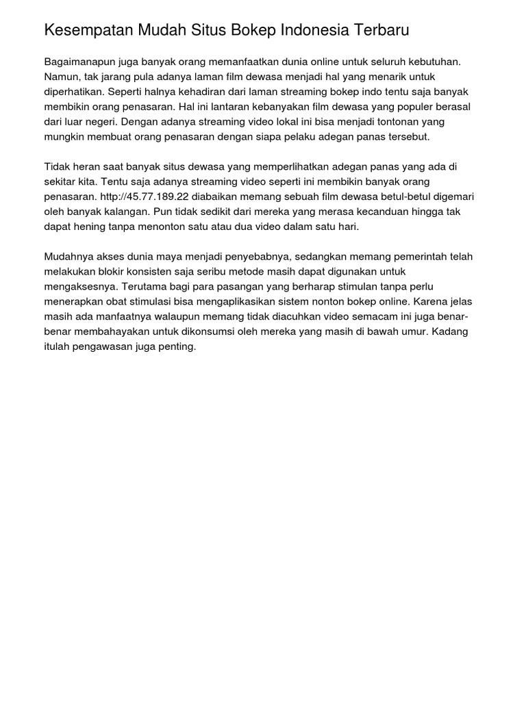 Kesempatan Mudah Situs Bokep Indonesia Terbaru | PDF | Ilmu Sosial | Gaya Hidup