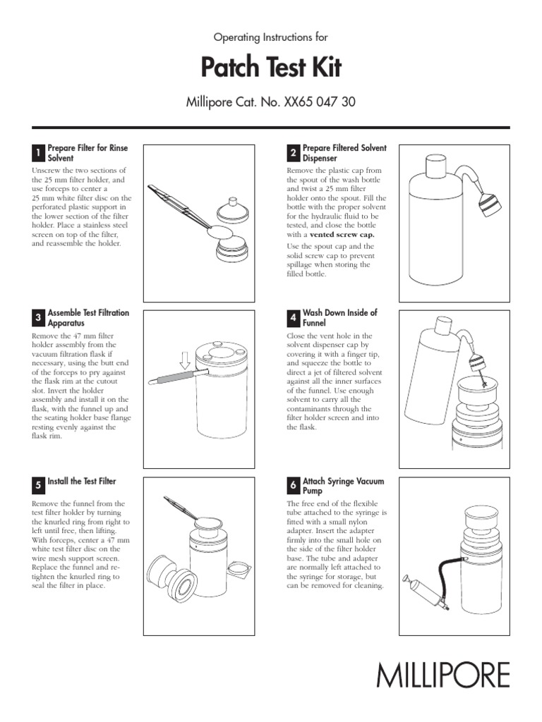 Patch Test Kit: Millipore Cat. No. XX65 047 30 | PDF | Filtration ...