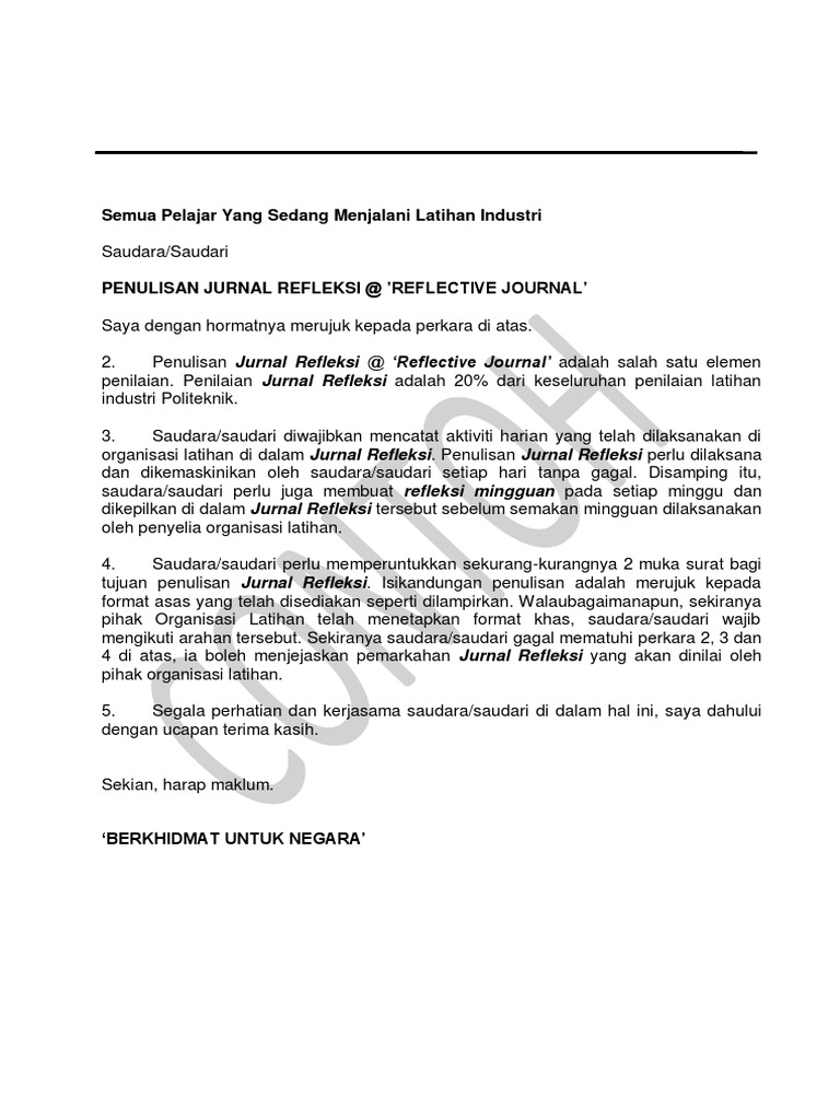 Contoh Penulisan Jurnal Refleksi | PDF