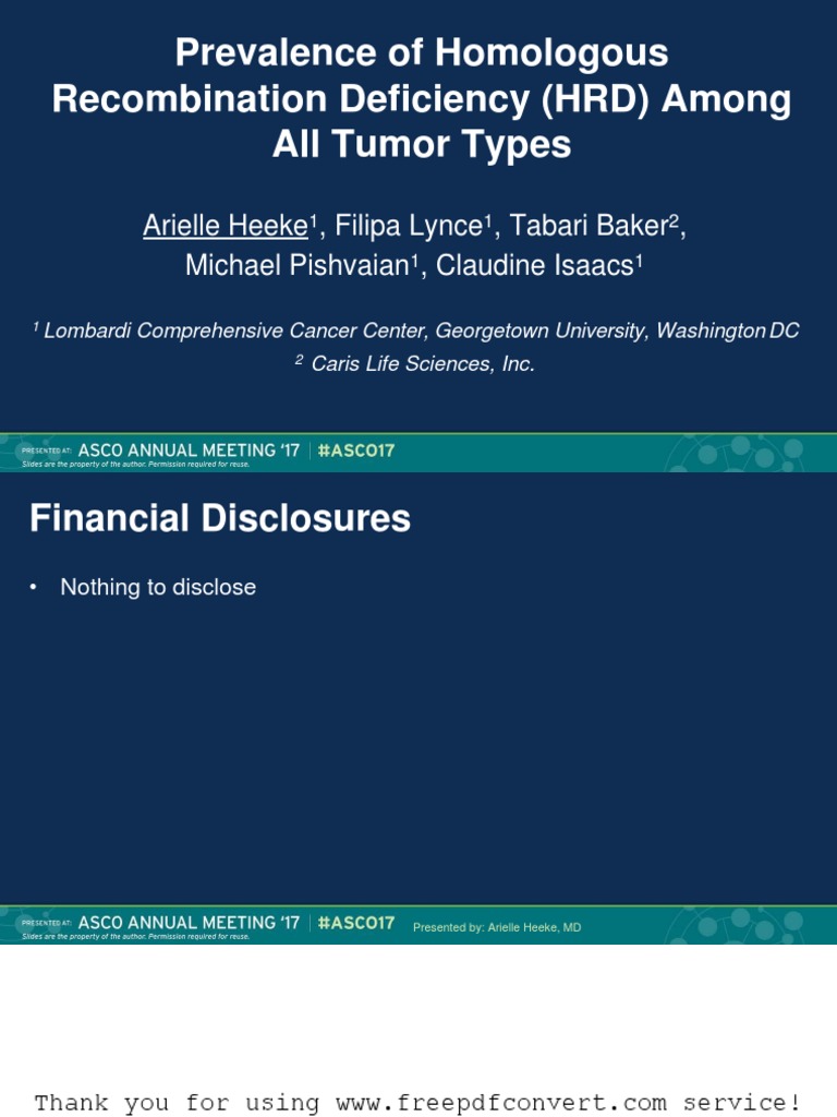 Homologous Recombination Deficiency HRD Among All Tumor Types | PDF