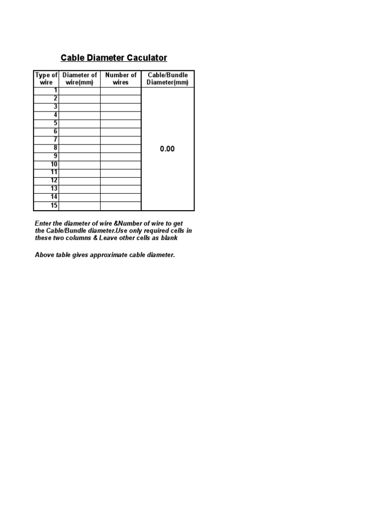 Cable Bundle Diameter Calculator | PDF