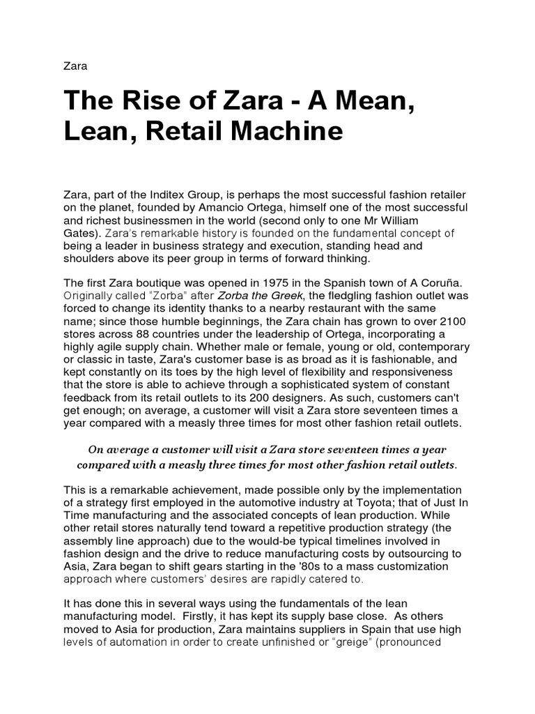 Zara | PDF | Fashion | Lean Manufacturing