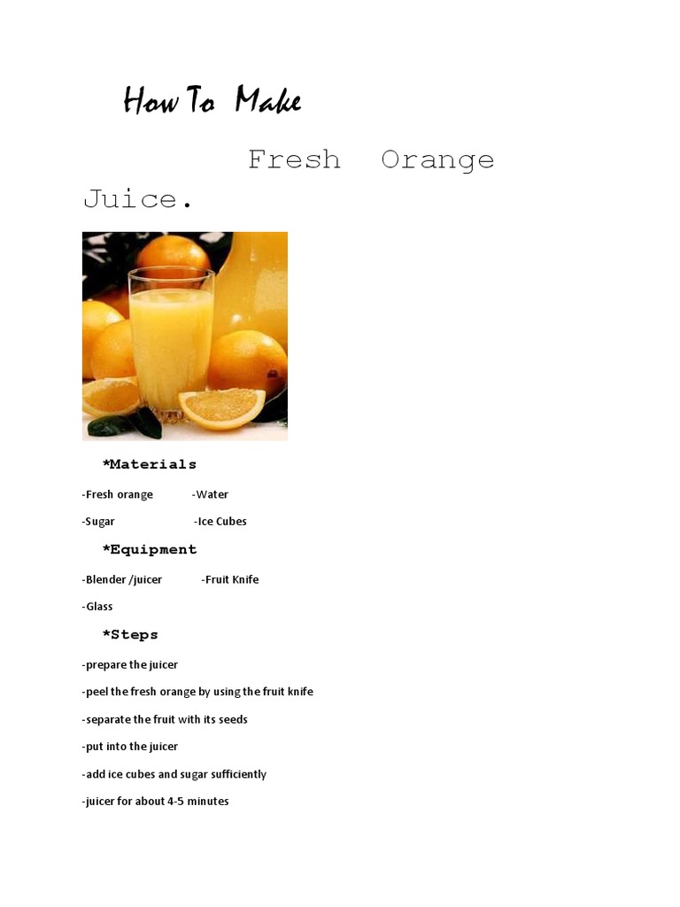 Steps to Make Fresh Orange Juice | PDF