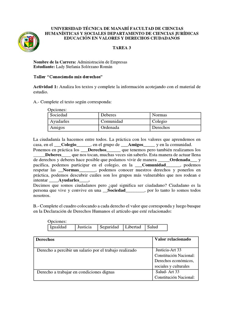 Taller Conociendo Mis Derechos | PDF | Derechos | Violación