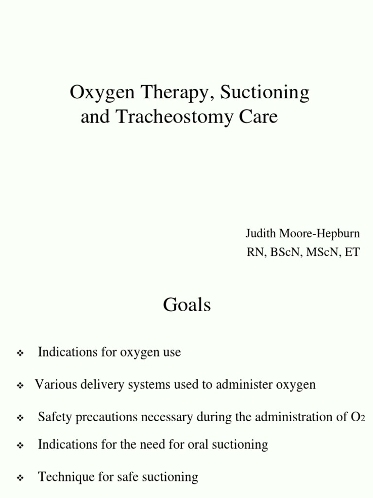 Oxygen Therapy, Trach Care and Suctioning | PDF | Hypoxia (Medical ...