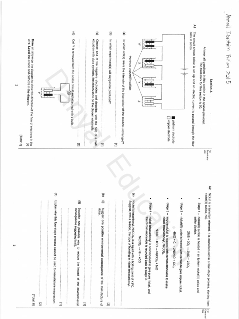 O Level Chemistry Ahmad Ibrahim Prelim 2015 P2 | PDF | Nickel | Carbon ...