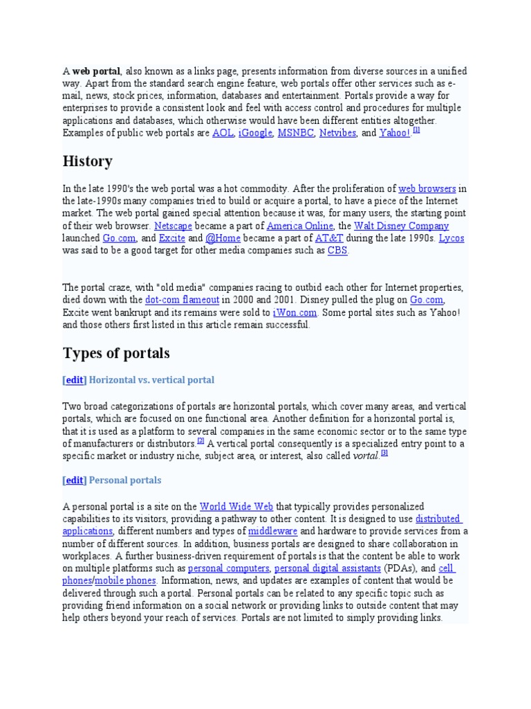 A Guide to Understanding Different Types of Web Portals | PDF ...