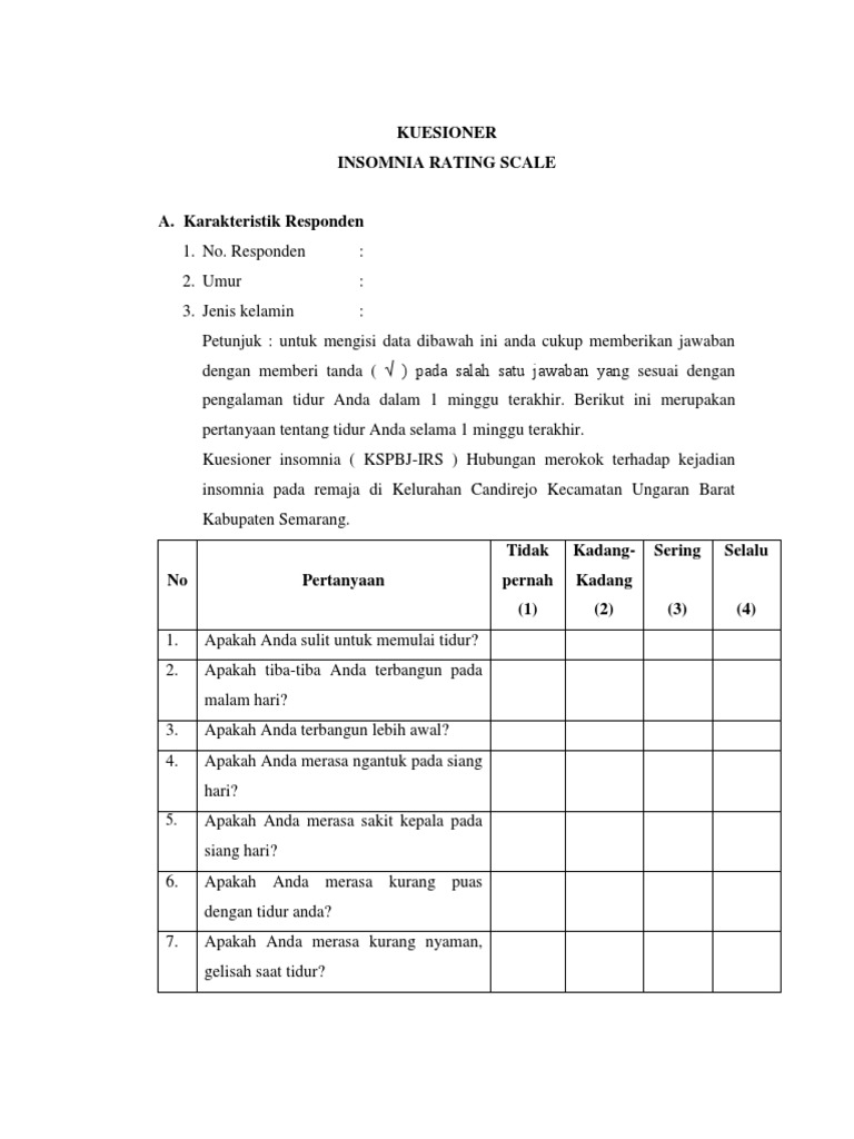 Insomnia Rating Scale