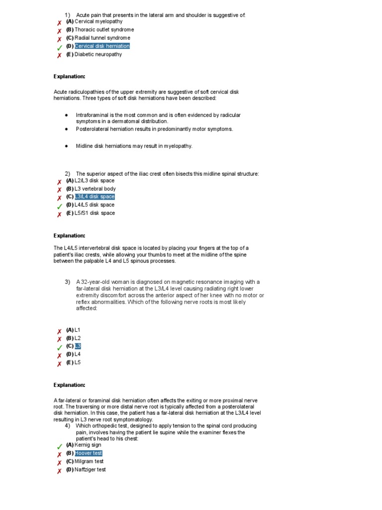 MCQ Ortho 1 | PDF | Vertebra | Anatomical Terms Of Motion