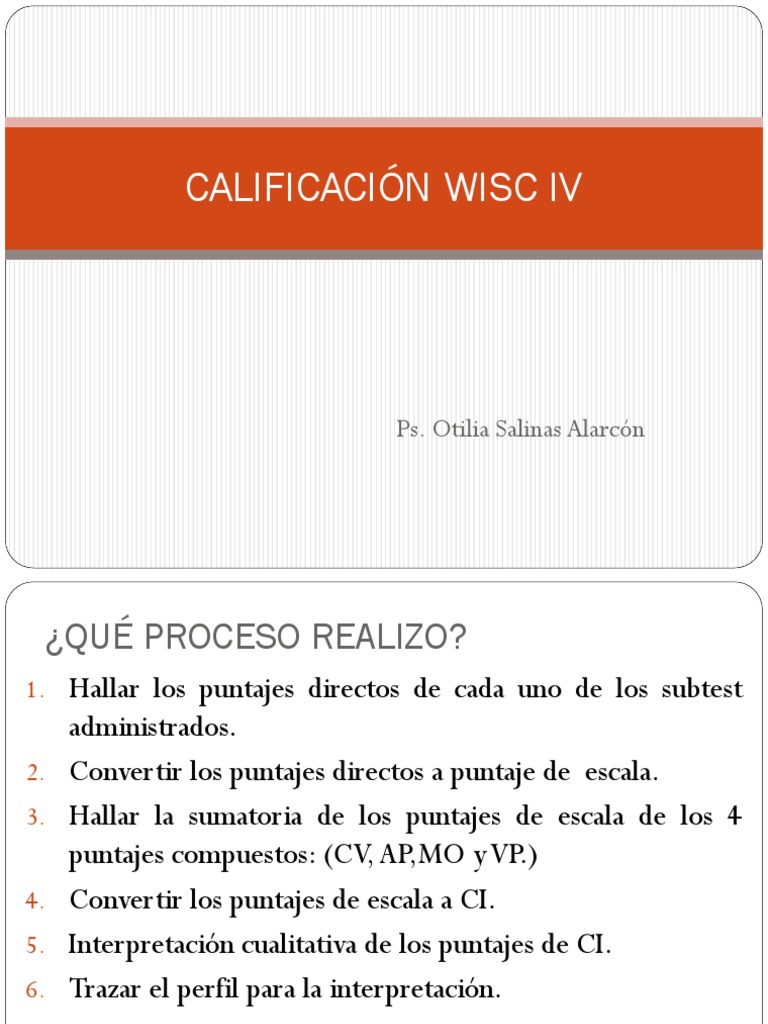 Calificación Wisc IV | PDF | Memoria | Ciencia cognitiva