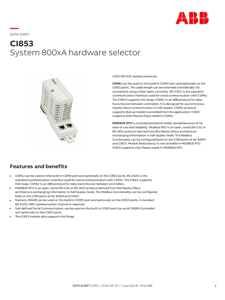 Product Ci853 Comli | PDF | Physical Layer Protocols | Digital Electronics