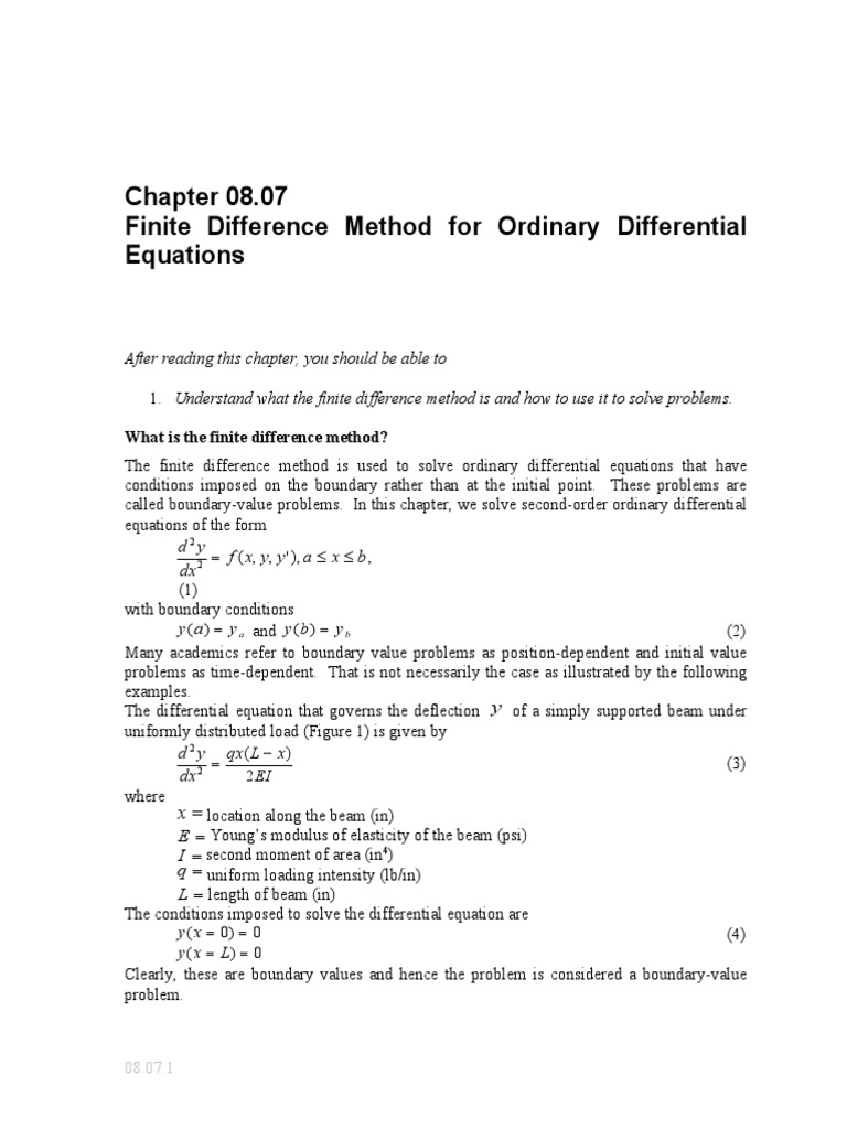 A Concise Explanation of Using the Finite Difference Method to Solve Ordinary Differential ...