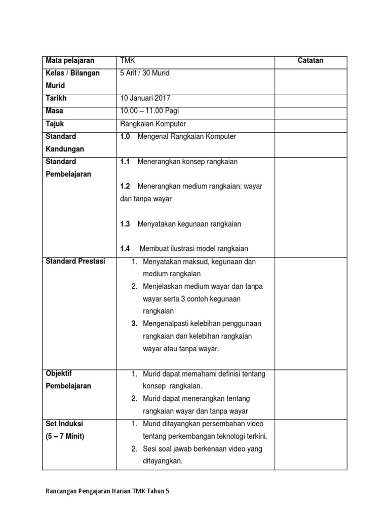 RPH TMK Tahun 5 | PDF