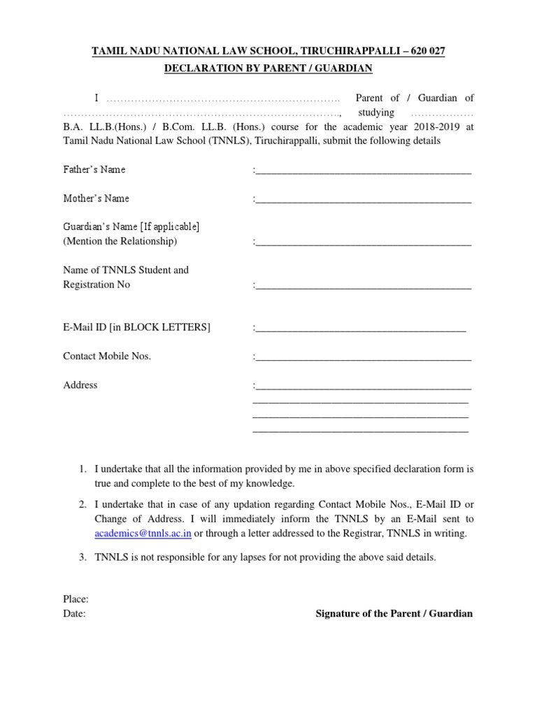 Declaration Form (Parents) | PDF