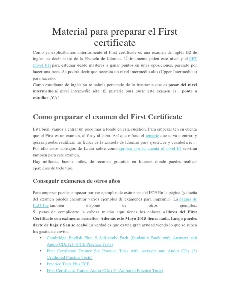 Material para Preparar El First Certificate | PDF | Idiomas