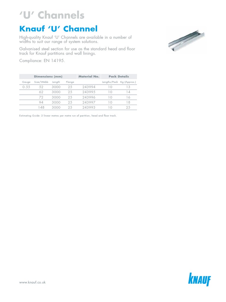 Metal Sections Knauf U Channel | PDF