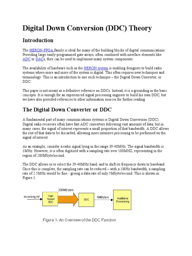 Digital Down Conversion (DDC) Theory: Heron-Fpga ADC DAC HERON System | PDF | Analog To Digital ...